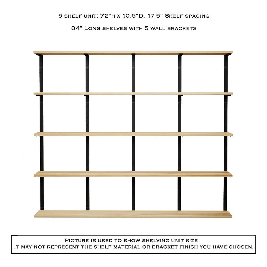 Wall Mounted Shelving Unit: 5 Shelf: 72"H – Vault Furniture