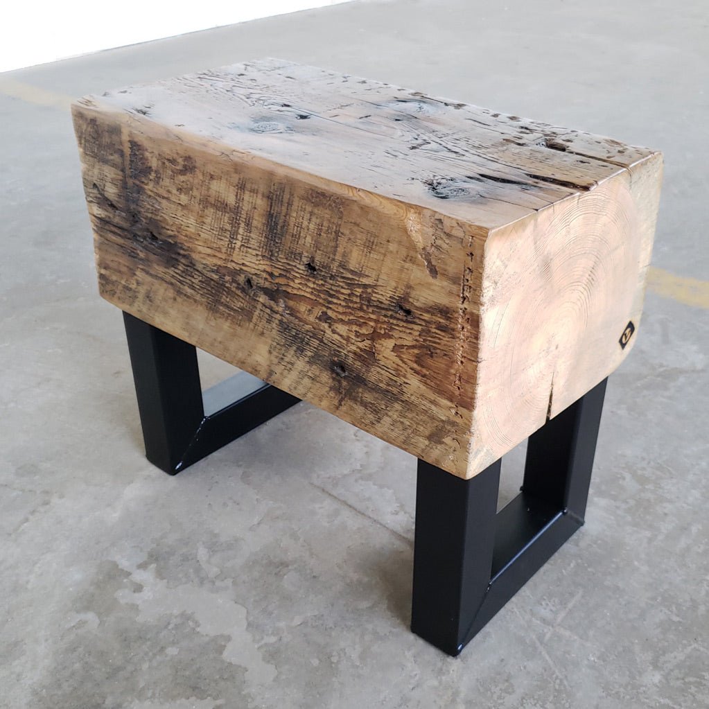 Reclaimed Beam Bench with Square Steel Legs – Vault Furniture
